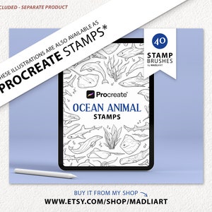 40 Ocean Animals Clipart Bundle. Sea Animals Vector Line Art ...
