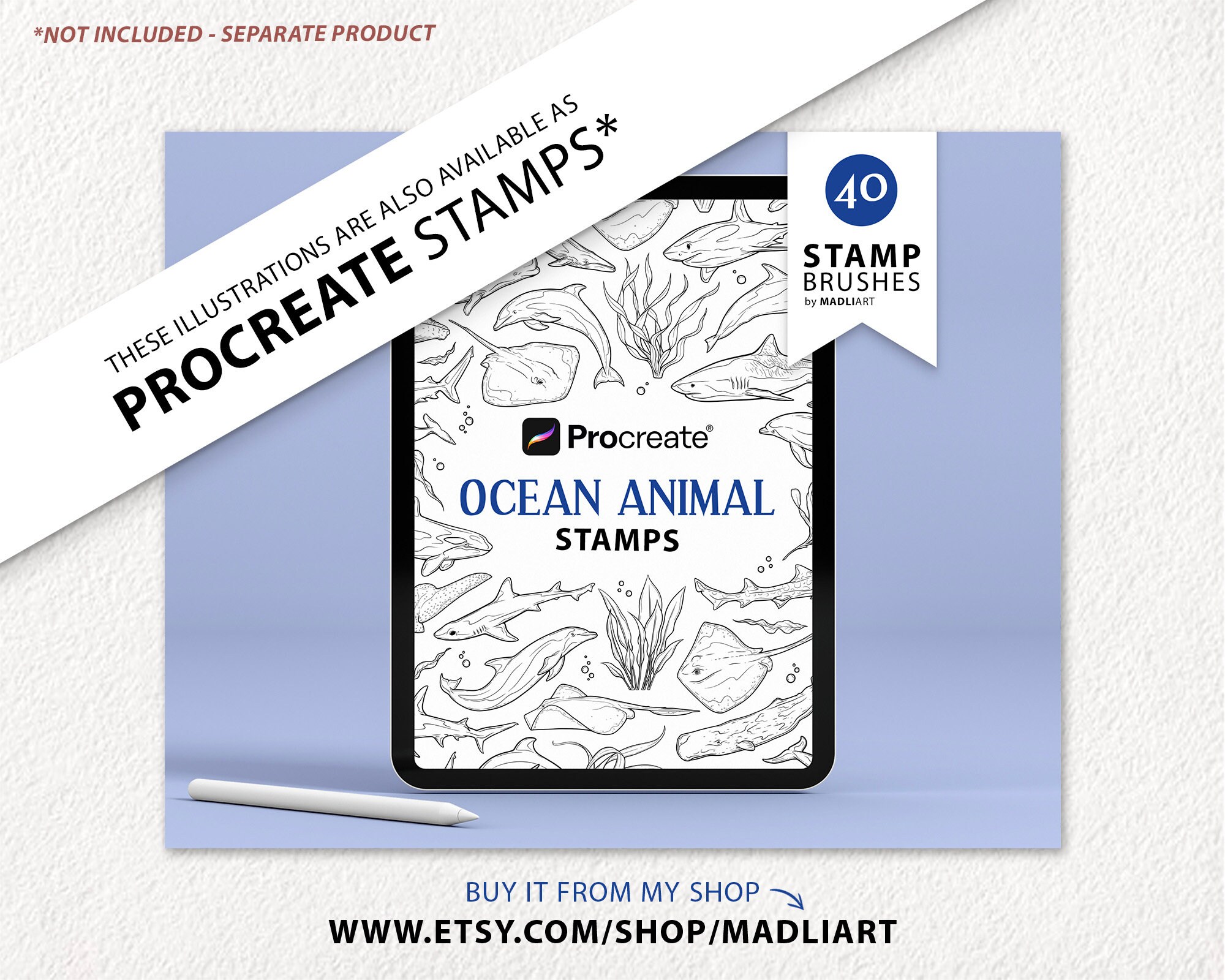 40 Ocean Animals Clipart Bundle. Sea Animals Vector Line Art ...