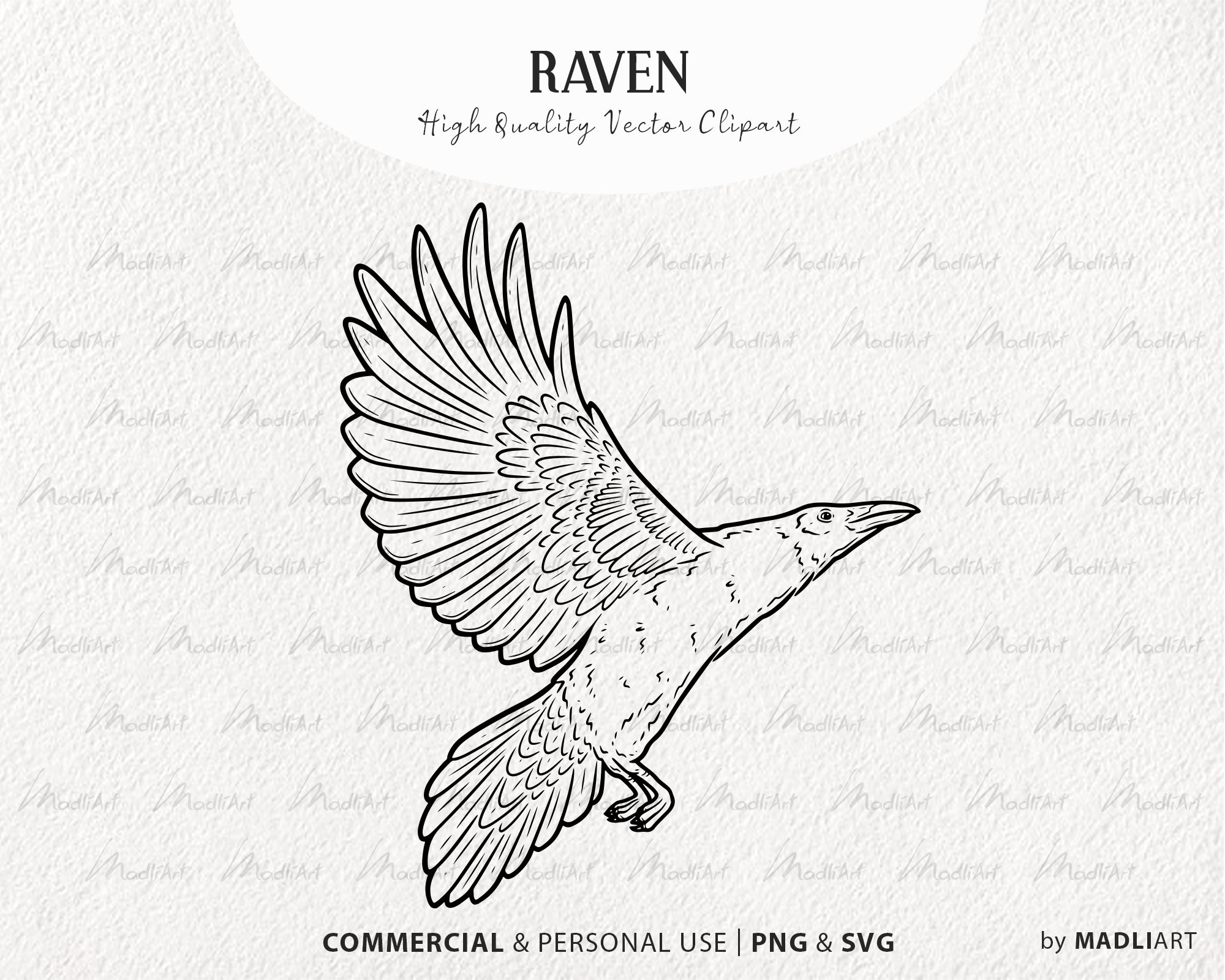 Raven SVG Clipart. Crow Vector Line Drawing. Halloween Crow - Etsy