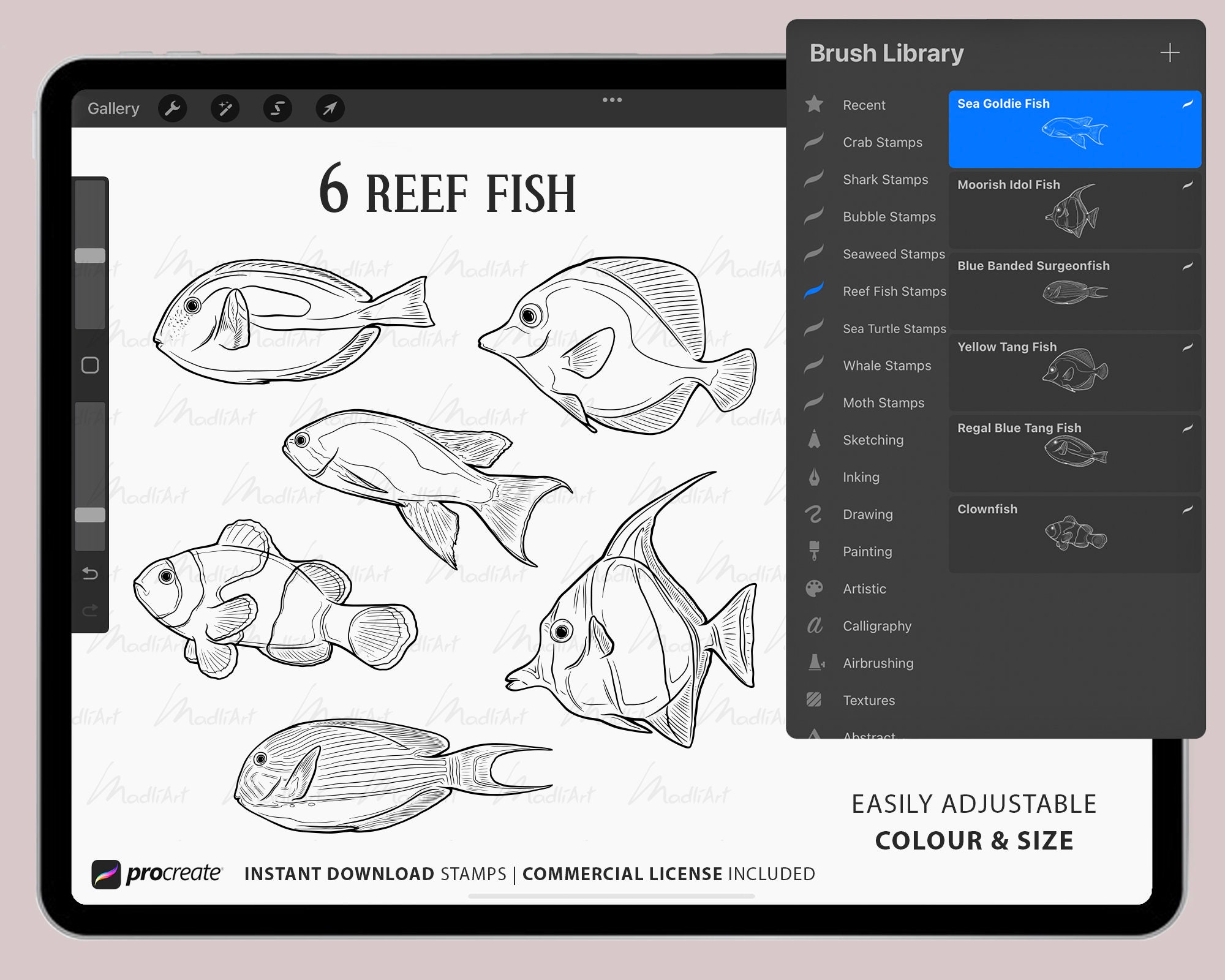 6 Procreate Coral Reef Fish Stamps. Tropical Fish Tattoo - Etsy