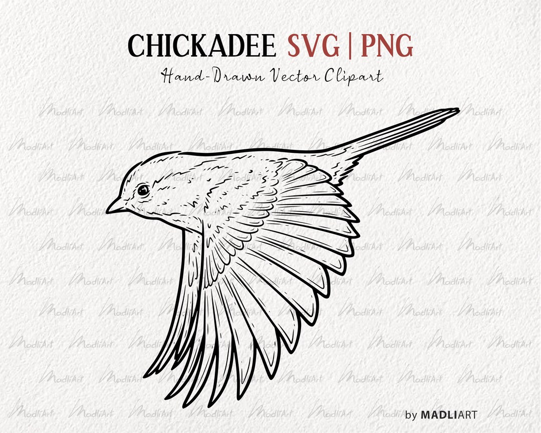 Chickadee SVG Clipart. Sparrow Vector Art. Flying Bird Outline Drawing ...