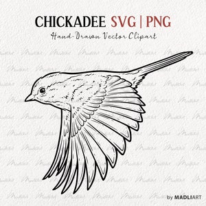Chickadee SVG Clipart. Sparrow Vector Art. Flying Bird Outline Drawing ...