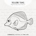 Yellow Tang Vector Clipart. Coral Reef Fish SVG Drawing. Ocean Fish ...
