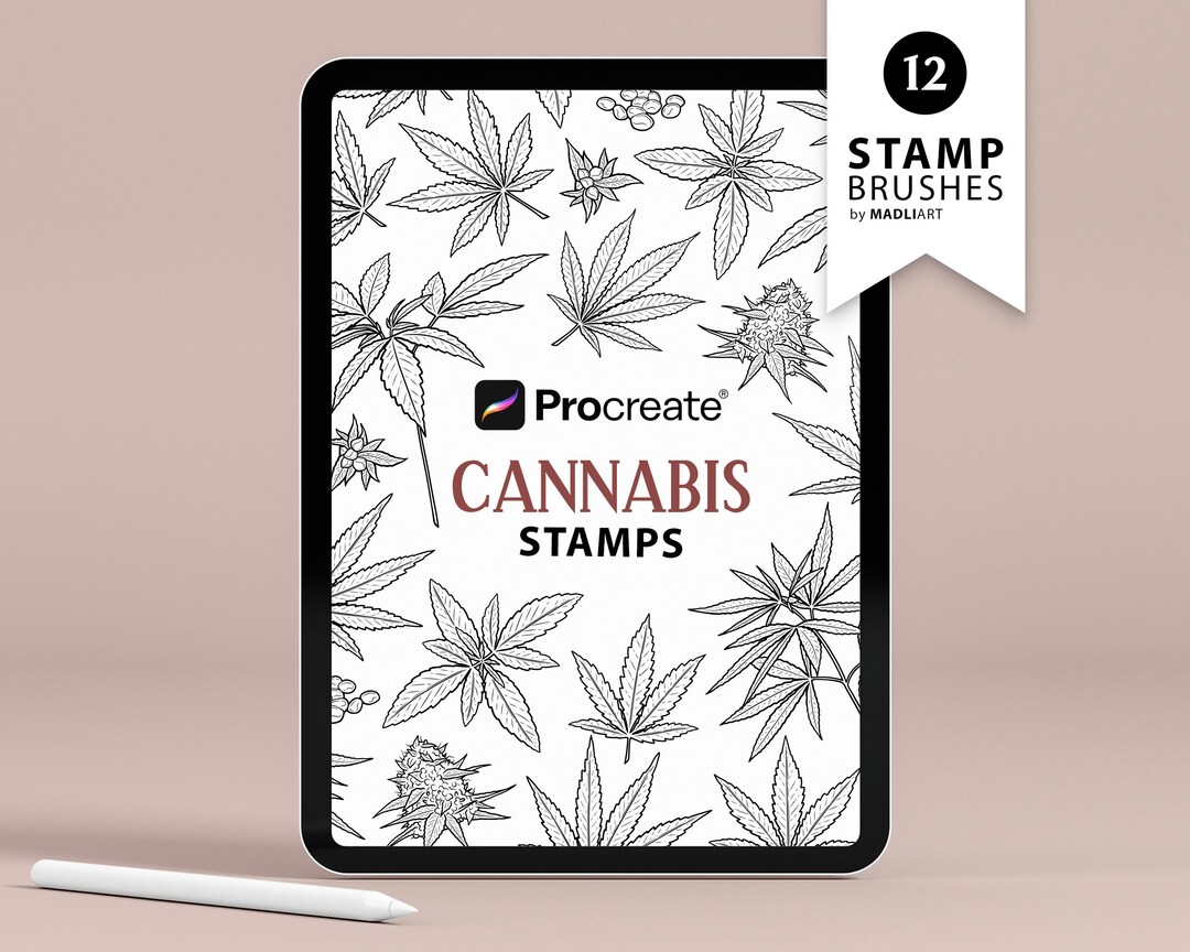 12 Procreate Cannabis Stamps. Marijuana Leaves Tattoo Design. Hemp ...