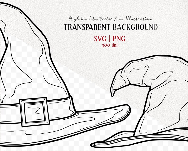 Witch Hat SVG Clipart Bundle. 2 Wizard Sorting Hats. Hocus Pocus Vector ...