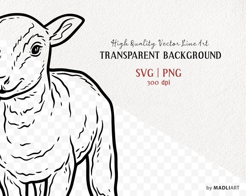 Lamb SVG Clipart. Sheep SVG Line Art. Farm Animal Drawing. Baby Sheep ...