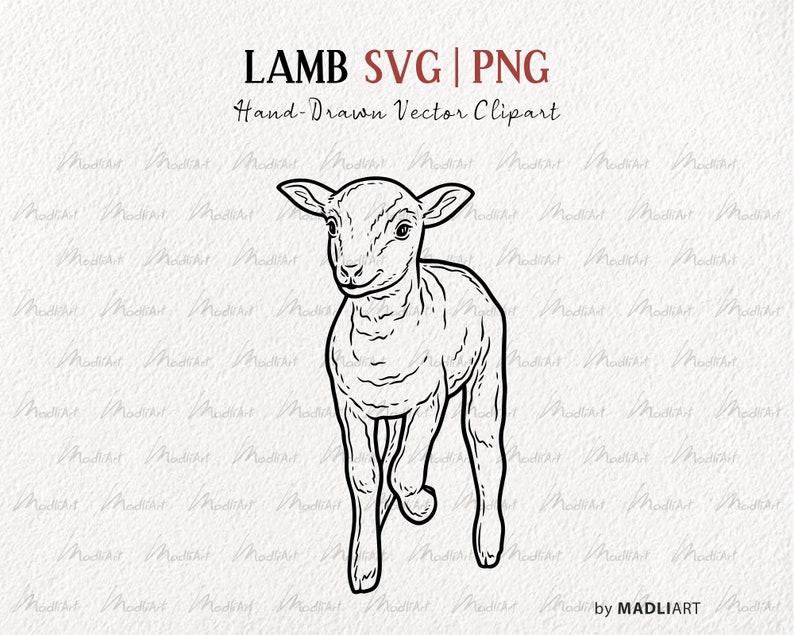 Lamb SVG Clipart. Sheep SVG Line Art. Farm Animal Drawing. Baby Sheep ...
