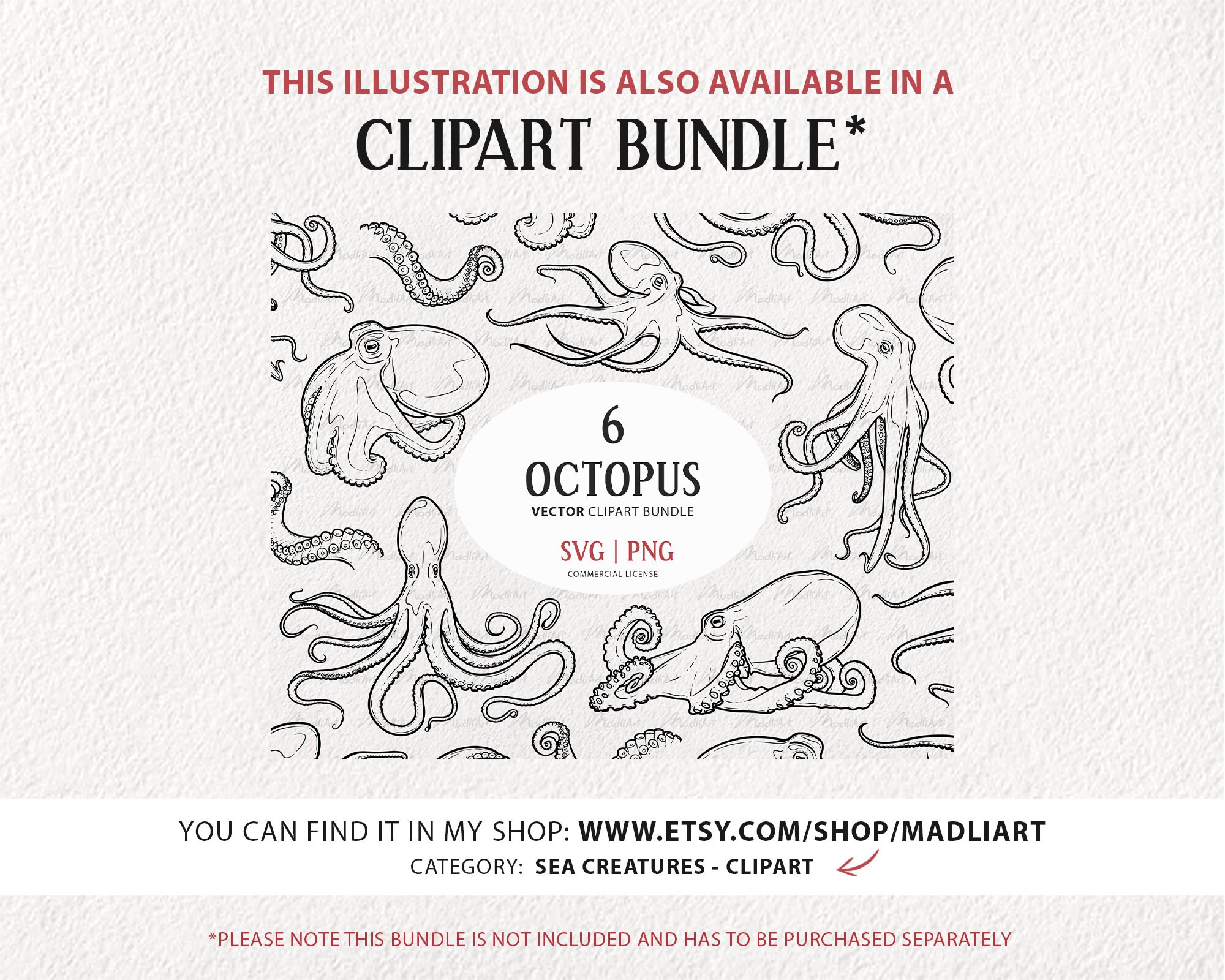 Octopus SVG Clipart. Kraken Vector Line Art. Octopus - Etsy