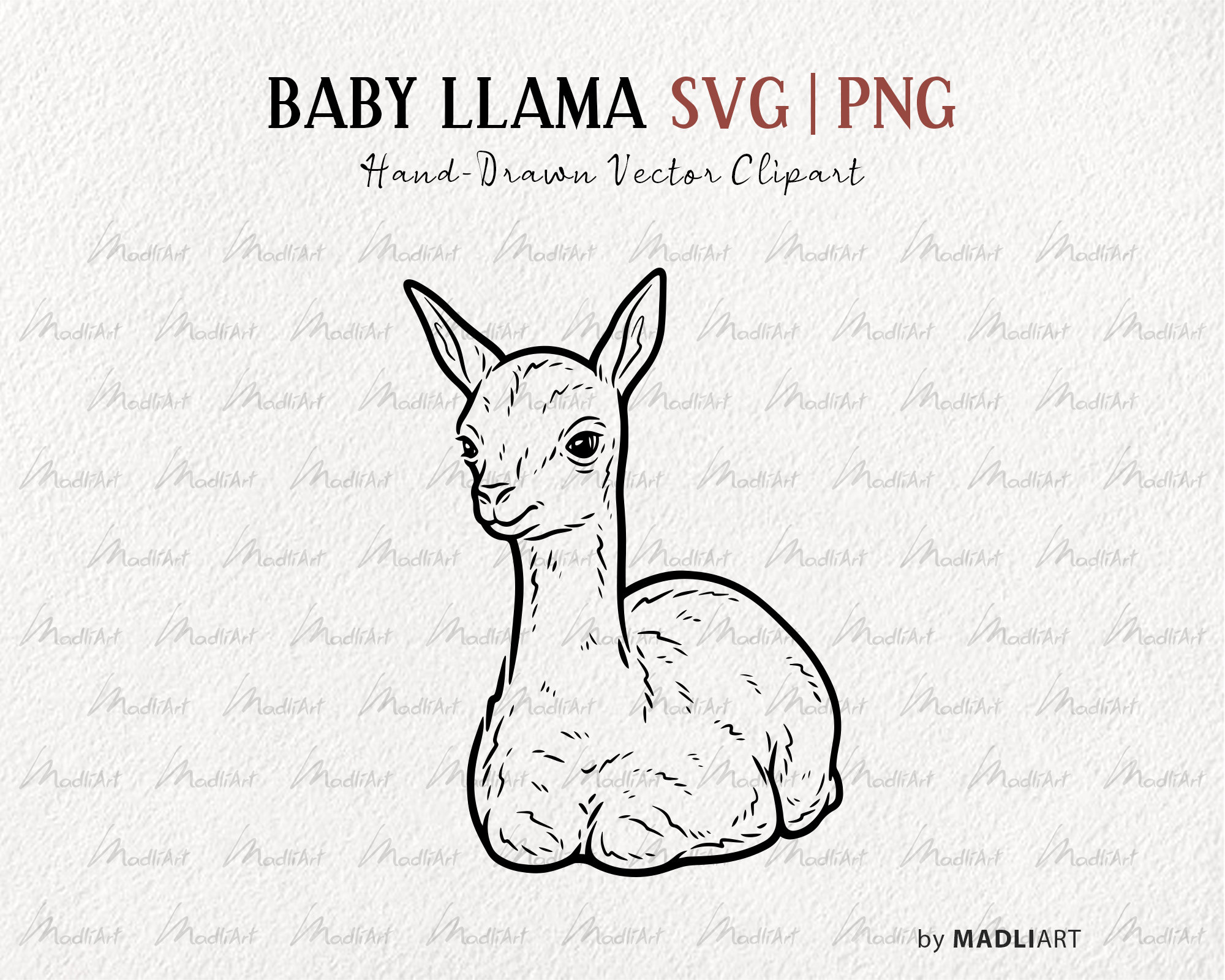 Baby Llama SVG Clipart. Alpaca SVG Line Drawing. Cute Llama Vector ...