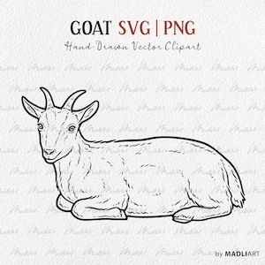 Goat SVG Clipart. Goat Vector Line Art. Farm Animal Drawing. Cute Goat ...