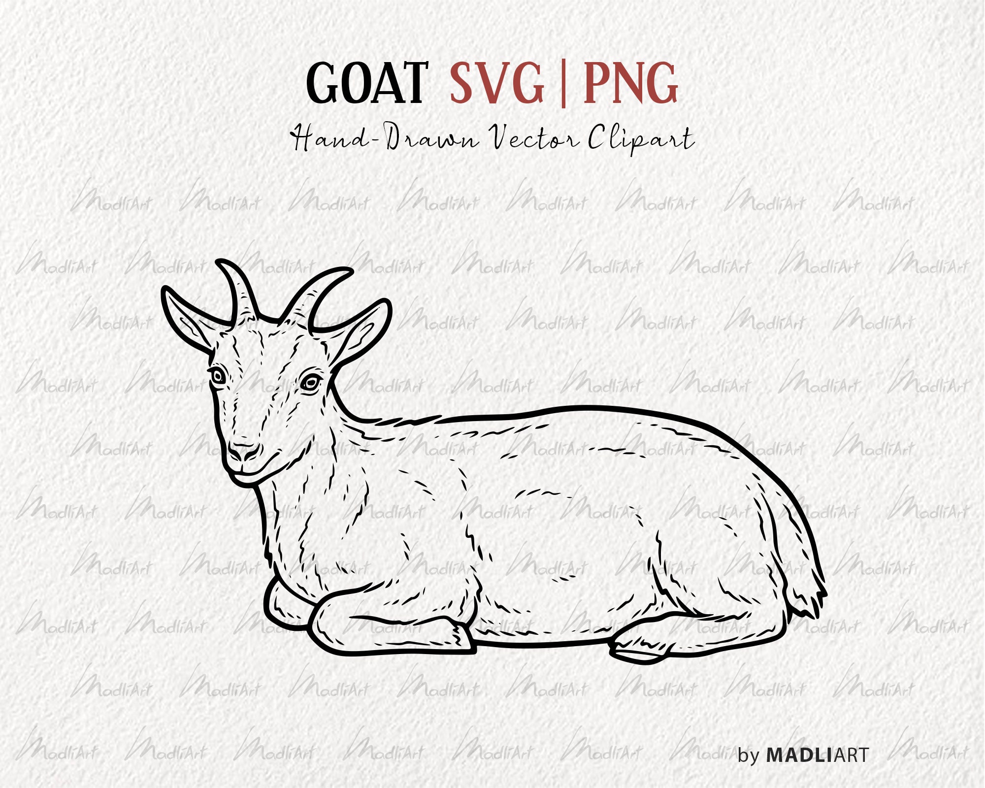 Goat SVG Clipart. Goat Vector Line Art. Farm Animal Drawing. Cute Goat ...