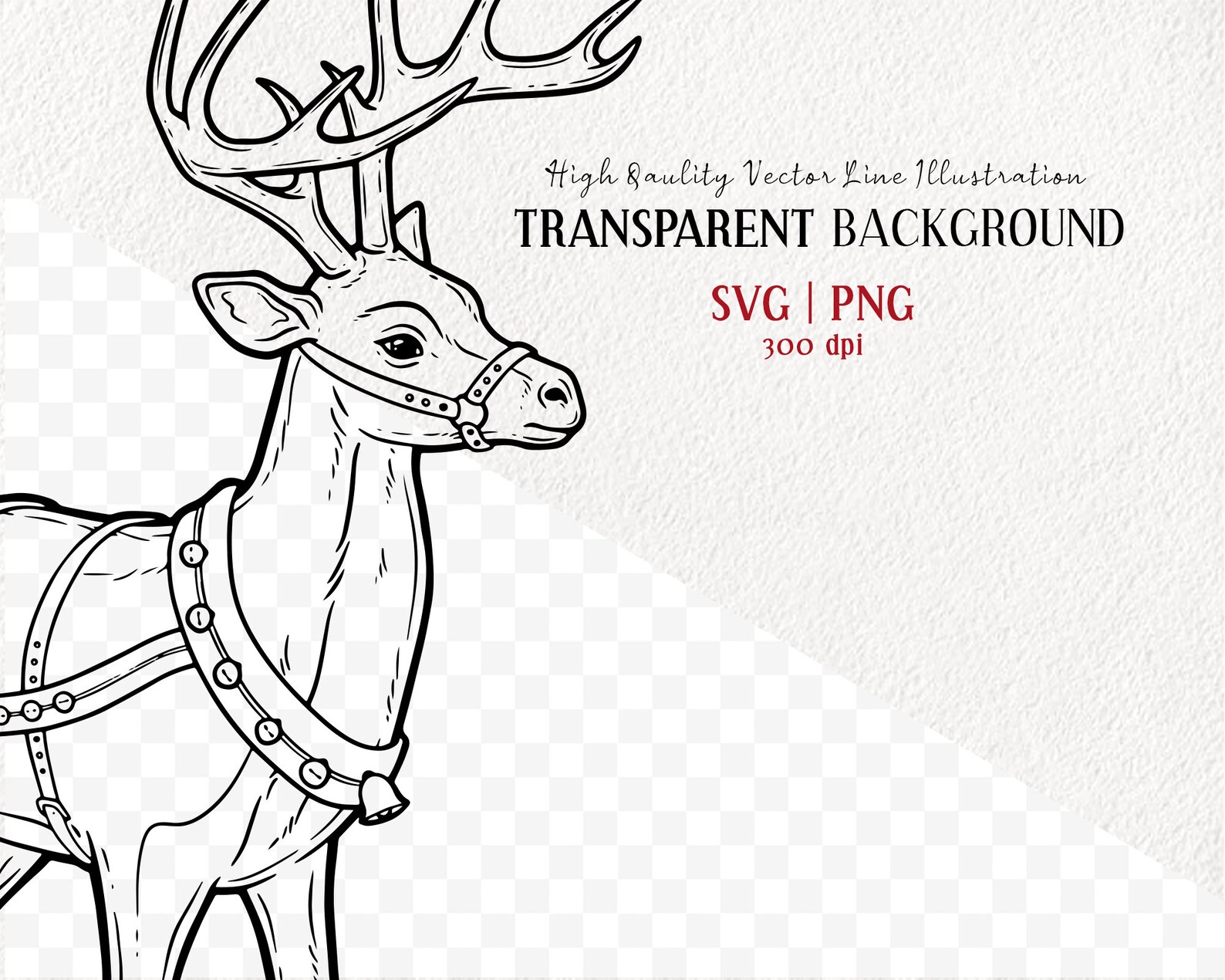 Rudolph SVG Clipart. Santas Reindeer Vector Outline. Christmas Deer ...