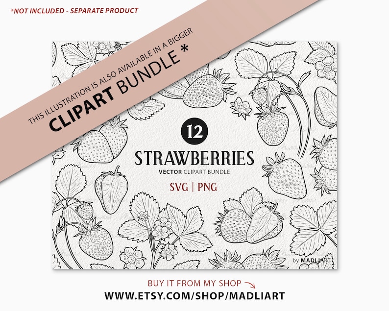 Strawberry SVG Clipart. Vector Strawberry Plant Outline. Strawberries ...
