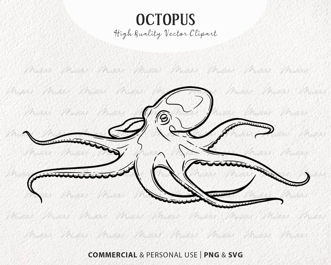 Octopus SVG Clipart. Kraken Vector Line Art. Octopus Vector Tentacles ...