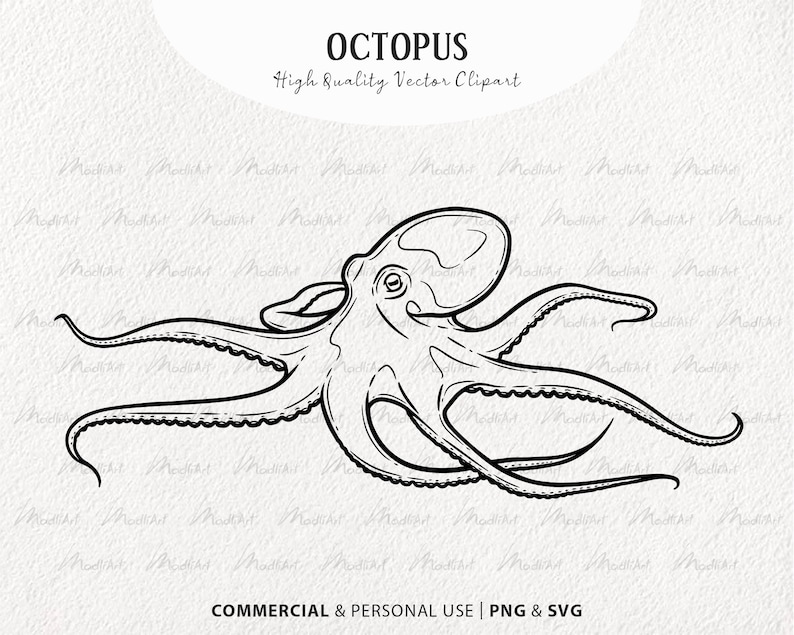 Octopus SVG Clipart. Kraken Vector Line Art. Octopus - Etsy