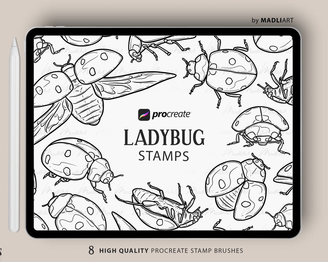 8 Procreate Ladybug Stamps. Lady Bug Tattoo Design. Cute Love - Etsy