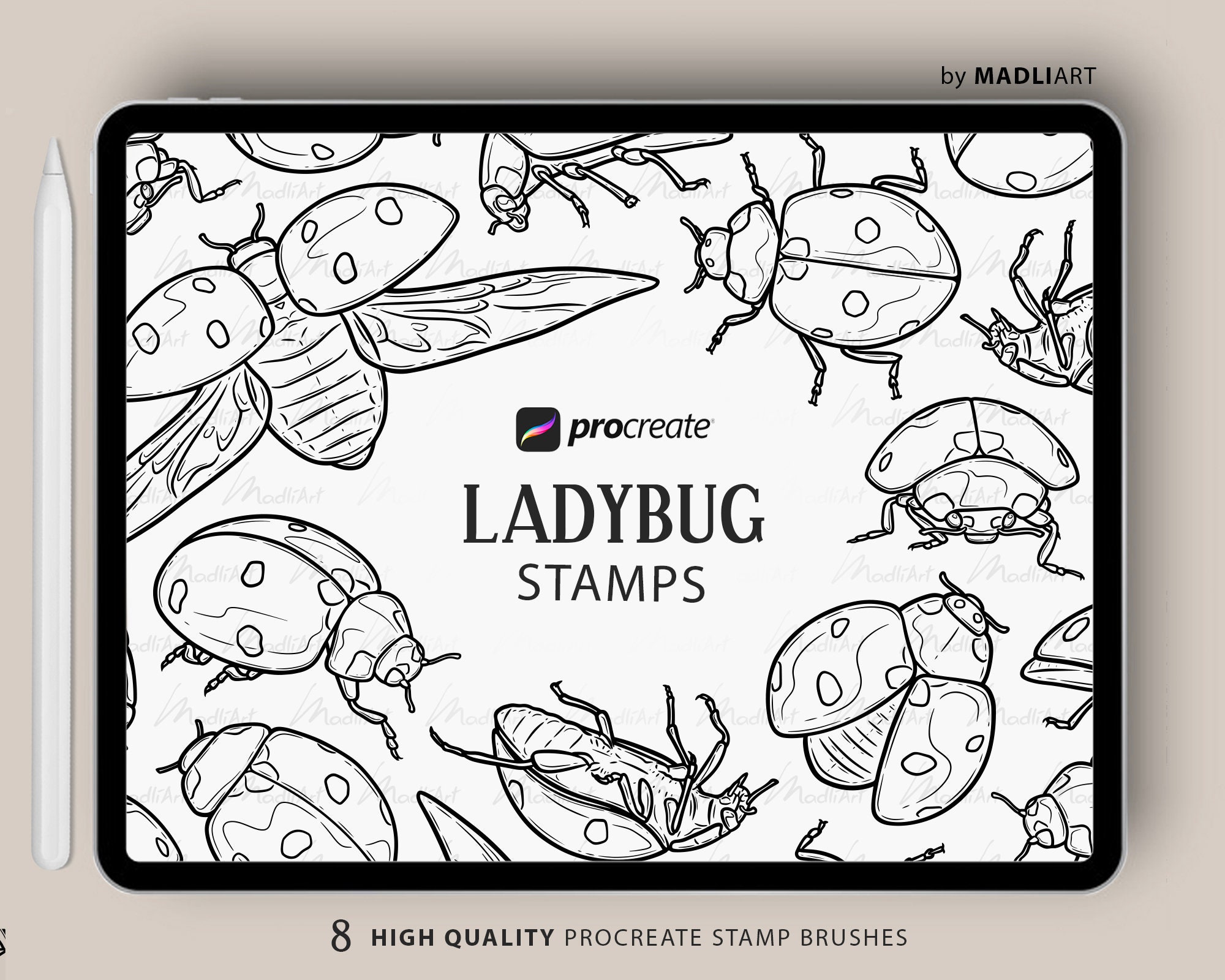 8 Procreate Ladybug Stamps. Lady Bug Tattoo Design. Cute Love - Etsy