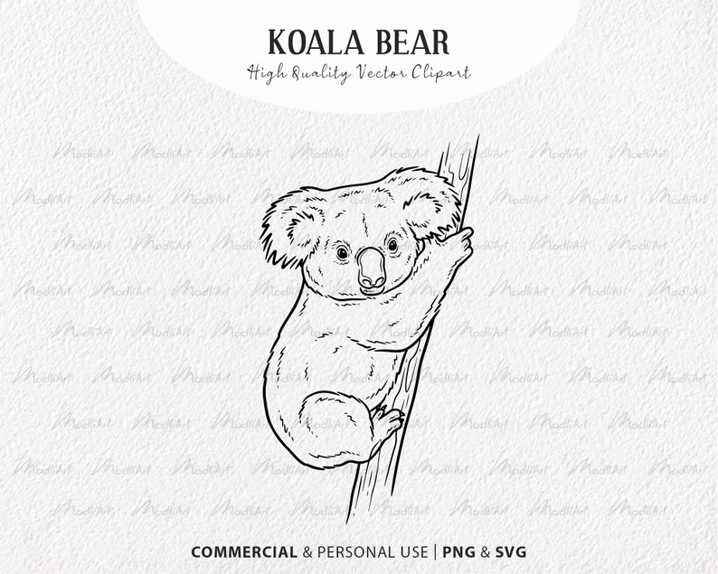 Koala Bear Vector Clipart. Koala Outline Illustration. Cute - Etsy