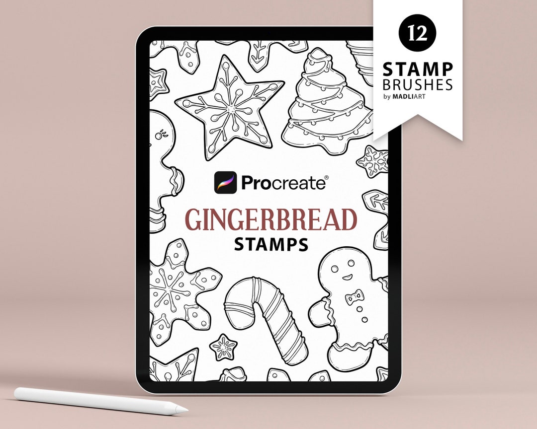 12 Procreate Gingerbread Stamps. Christmas Tattoo Design. Gingerbread ...