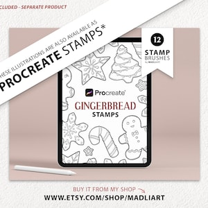Christmas Gingerbread SVG Clipart Bundle. 12 Winter Line Art Cookies ...