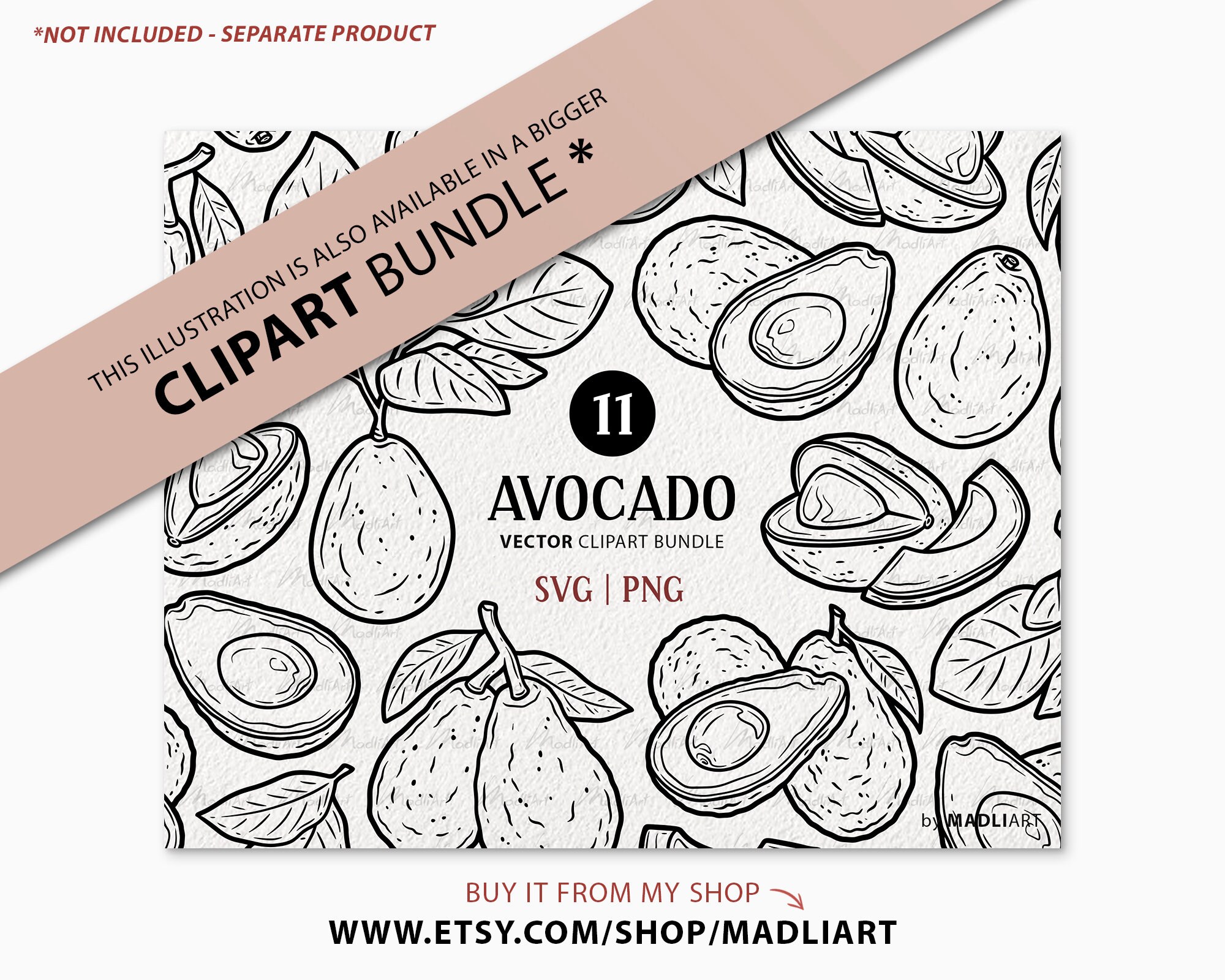 Avocado SVG Clipart Set. Avocado Vector Drawing. Avocado Plant Fruit ...