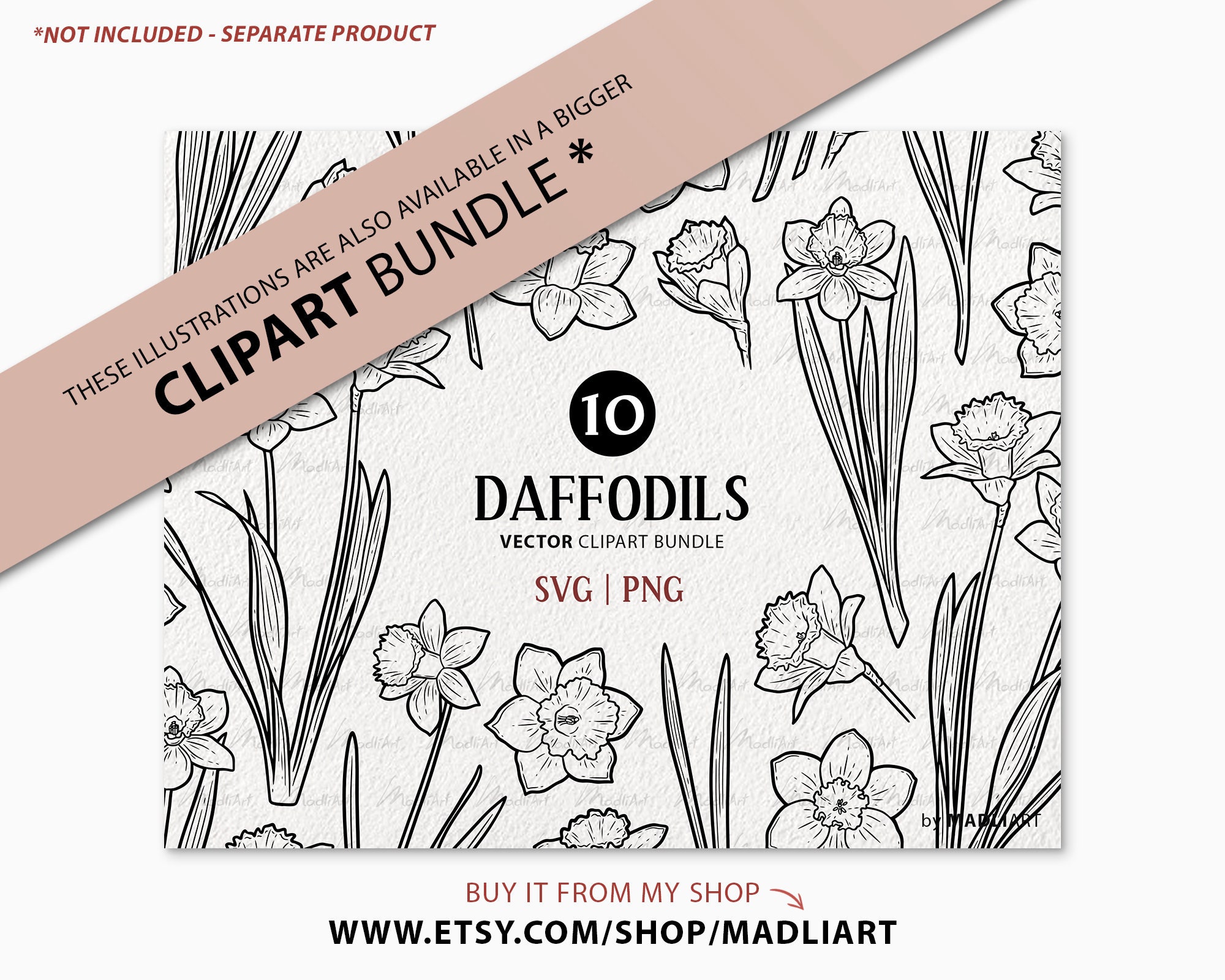 3 Daffodils SVG Clipart. Spring Daffodil Vector Blossoms. Daffodil ...