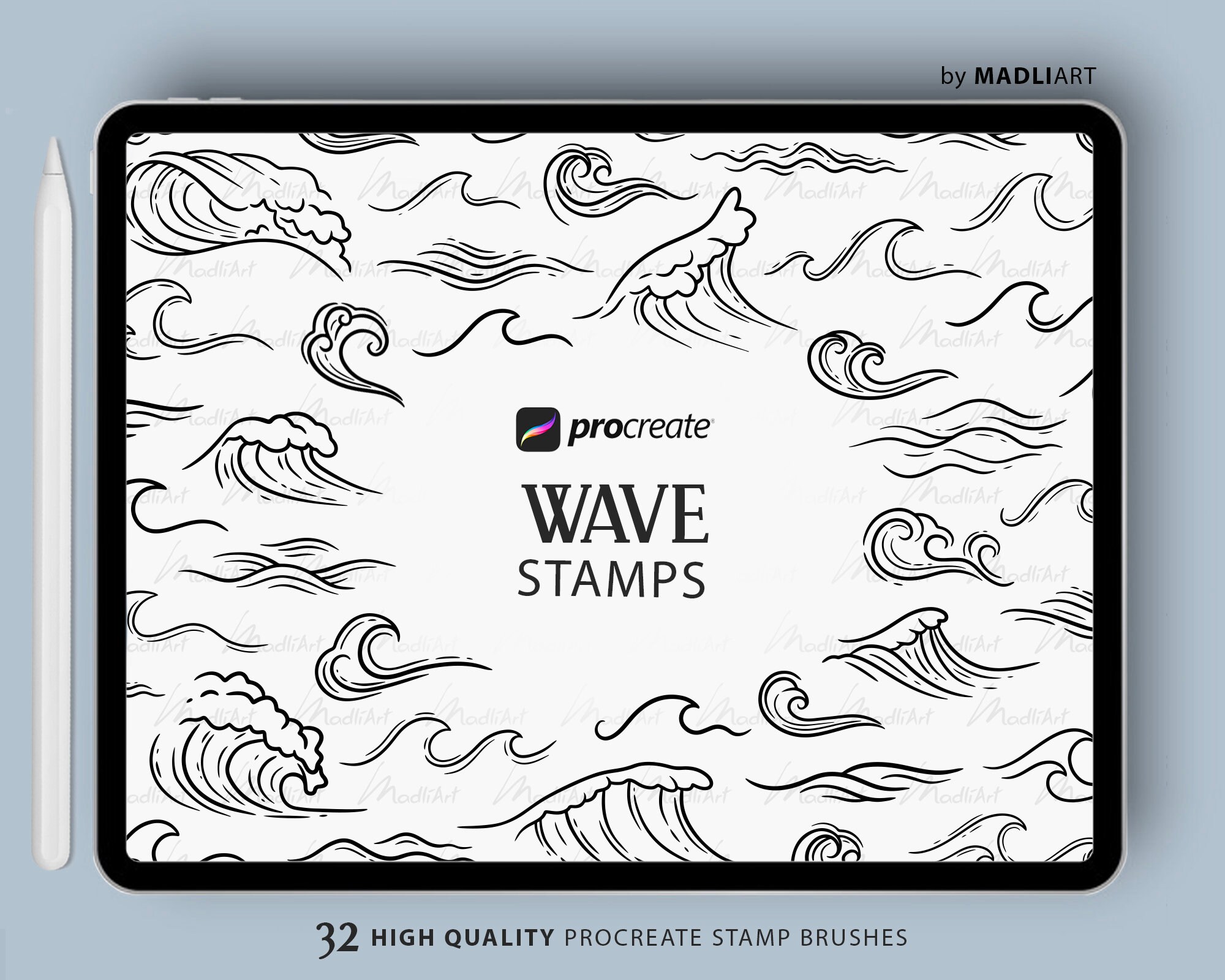 32 Procreate Wave Stamps. Ocean Wave Tattoo Design. Sea Water - Etsy