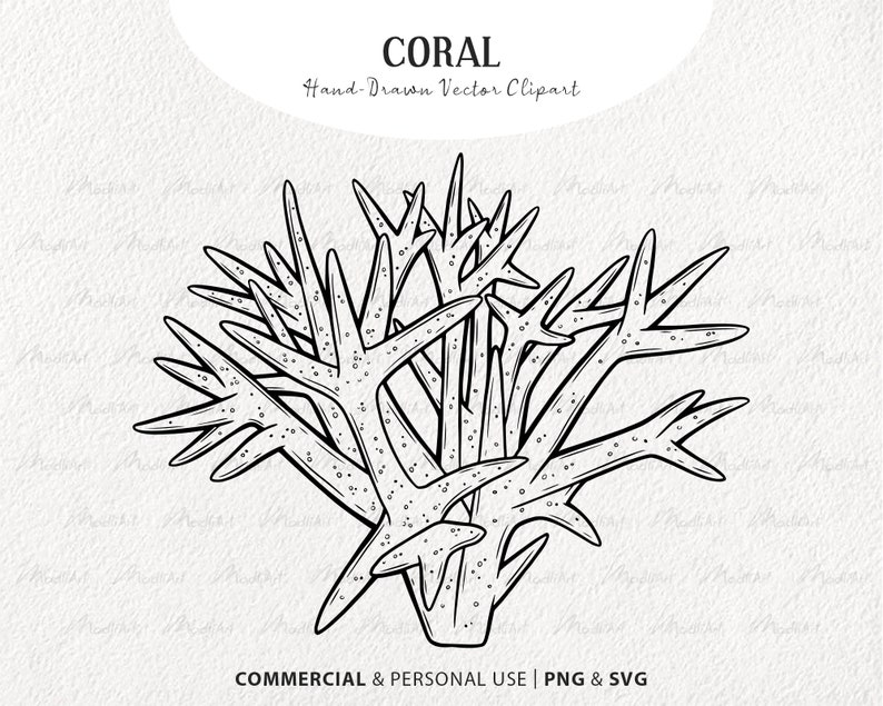 Coral SVG Clipart. Coral Vector Line Art. Coral Reef Illustration ...