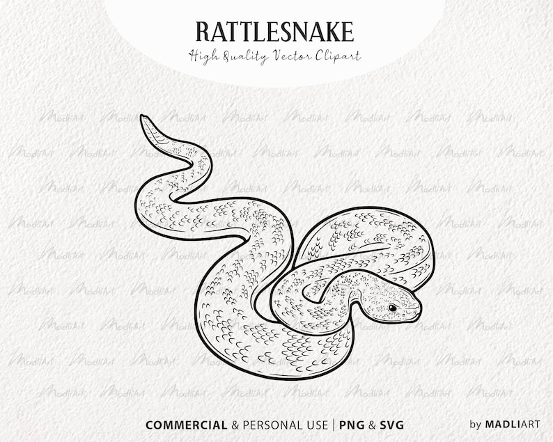Rattlesnake SVG Clipart. Snake Vector Drawing. Cobra Tattoo Design ...