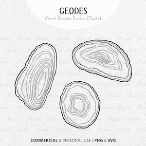 3 Geode Vector Clipart Set. Celestial Gemstone SVG Outline. Spiritual ...