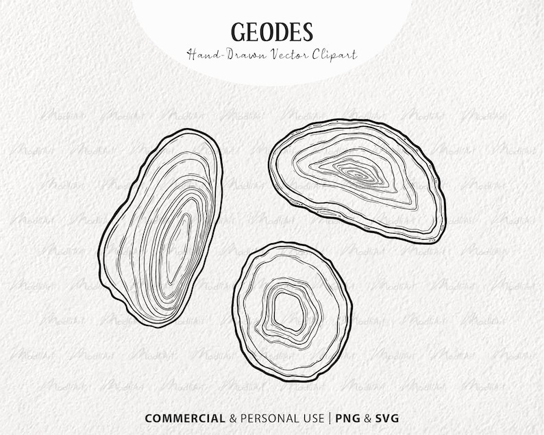 3 Geode Vector Clipart Set. Celestial Gemstone SVG Outline. Spiritual ...