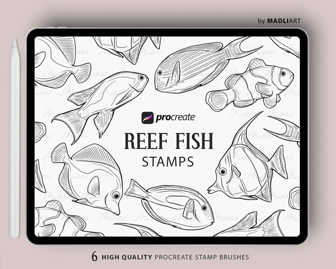 6 Procreate Coral Reef Fish Stamps. Tropical Fish Tattoo - Etsy