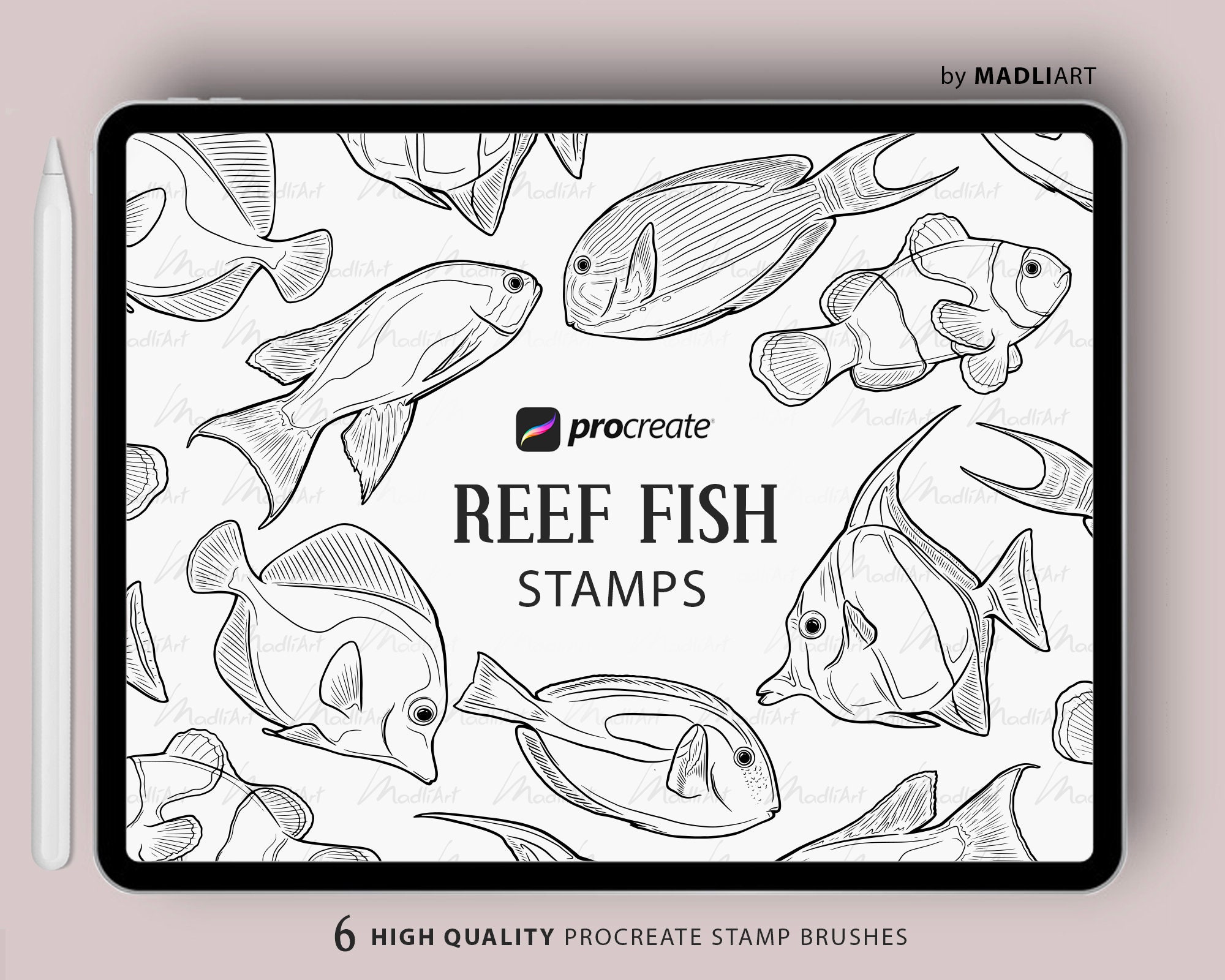 6 Procreate Coral Reef Fish Stamps. Tropical Fish Tattoo - Etsy