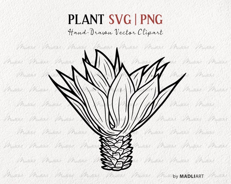 Leafy Plant SVG Clipart. Vector House Plant Line Drawing. Potted Plant ...
