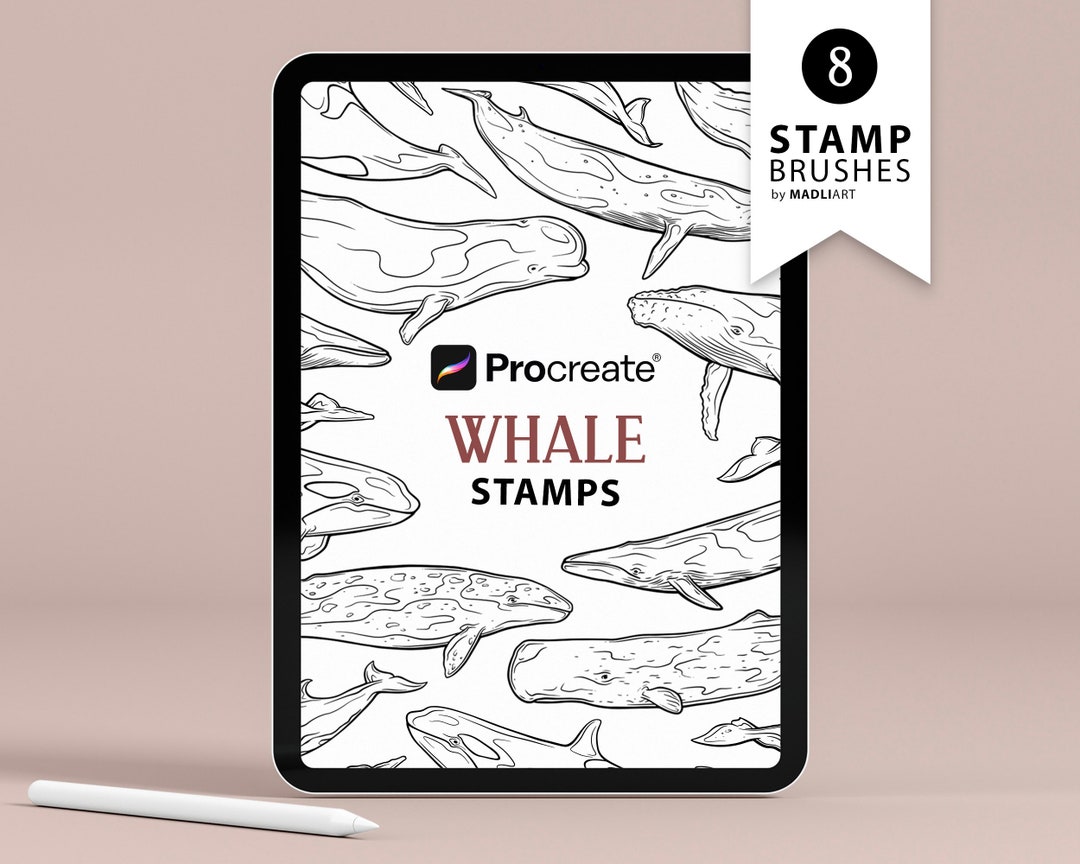 Whale Procreate Stamps. 8 Whale Procreate Brushes. Whale Tattoo Design ...