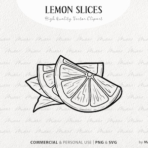 Lemon SVG Clipart. Vector Lemon. Lemon Tree Fruits. Citrus Slice Clipart. Lemonade Line ...