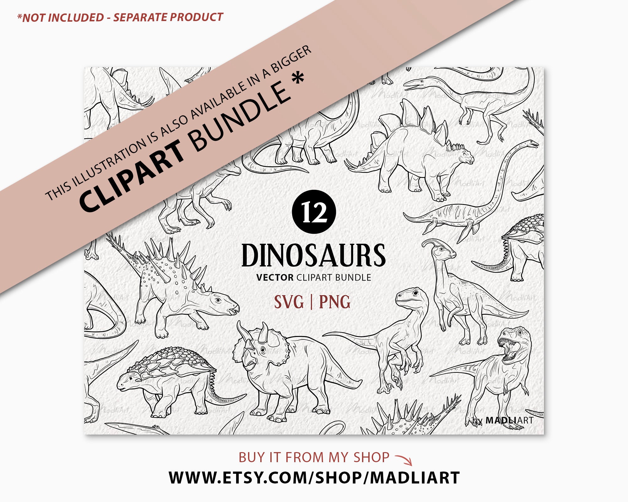 Brontosaurus Dinosaur SVG Clipart. Flying Dinosaur Vector Line Art ...
