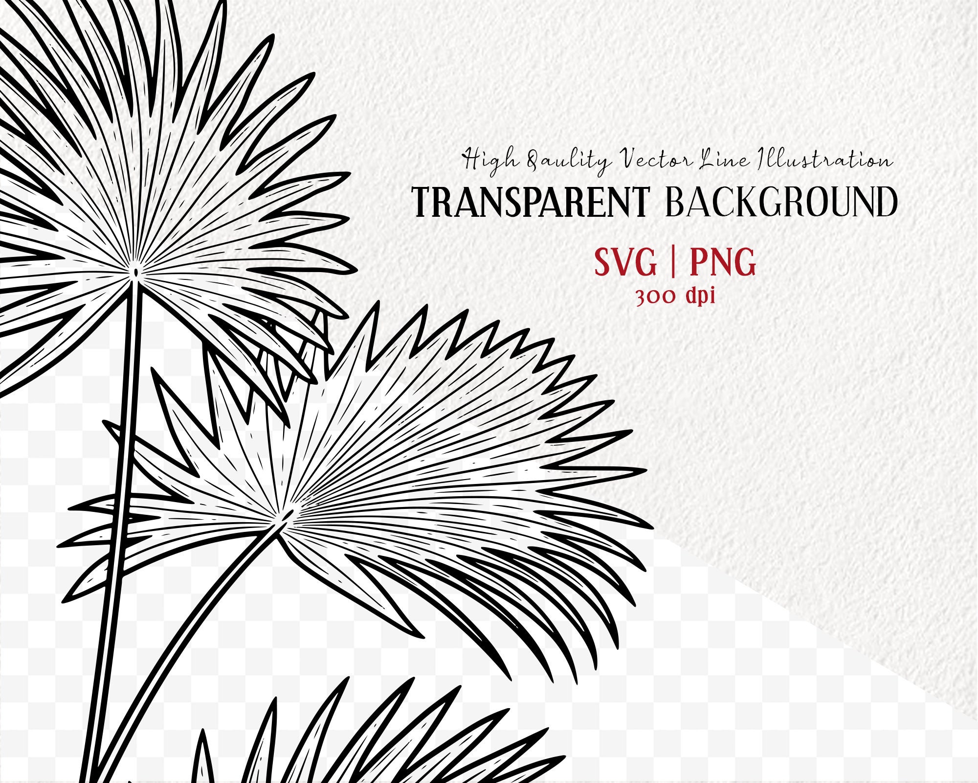 4 Fan Palm Leaves Clipart Set. Jungle Palm Tree Vector Art. Tropical ...