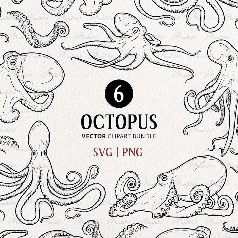 Octopus Line Drawing Svg - Etsy UK