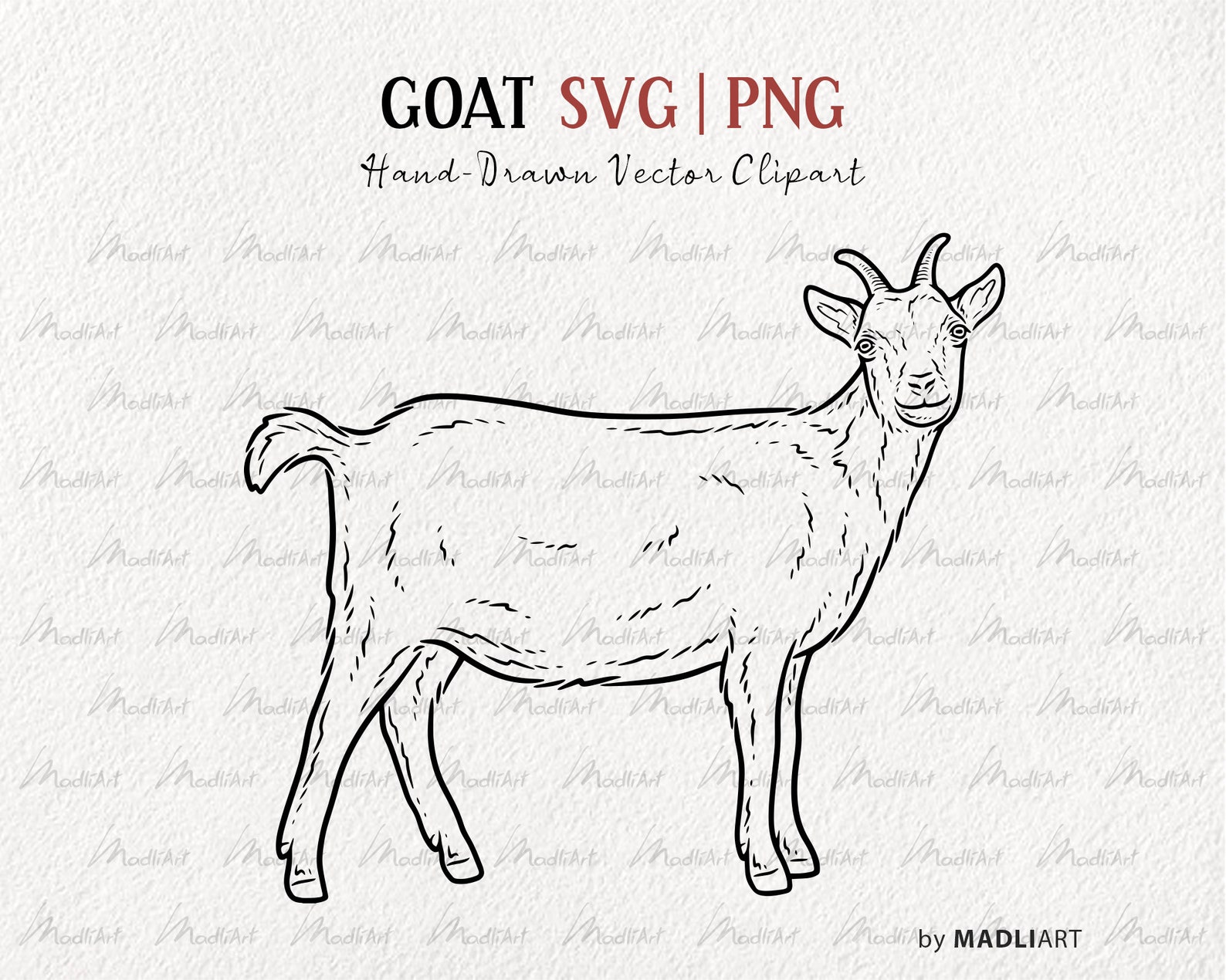 Goat SVG Clipart. Goat Vector Line Art. Farm Animal Drawing. Cute Goat ...
