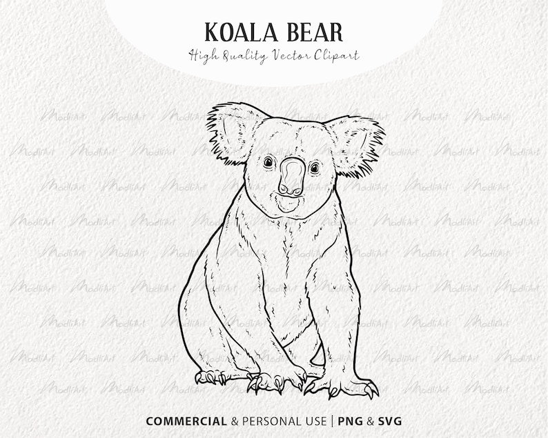 Koala Bear SVG Clipart. Koala Vector Outline Illustration. Cute Koala ...