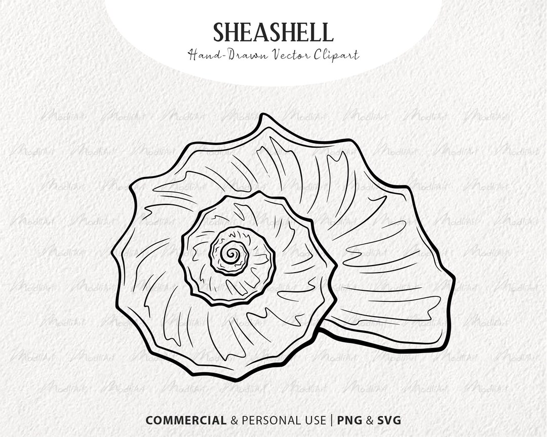 Seashell SVG Clipart. Ocean Themed Vector Line Drawing. Nautical Ocean ...