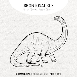 Brontosaurus Dinosaur SVG Clipart. Flying Dinosaur Vector Line Art ...