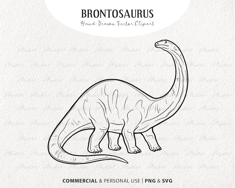 Brontosaurus Dinosaur SVG Clipart. Flying Dinosaur Vector Line Art ...