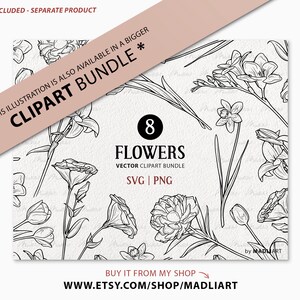 Lily Flower Vector Clipart Bundle. Spring Flower SVG Outline. Spring ...