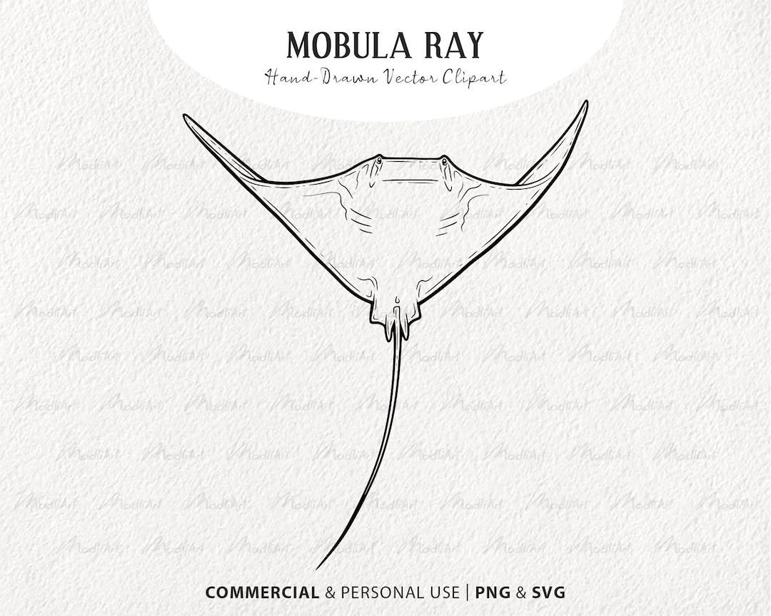 Mobula Ray SVG Clipart. Ray Fish Svg Illustration. Stingray Vector Art ...