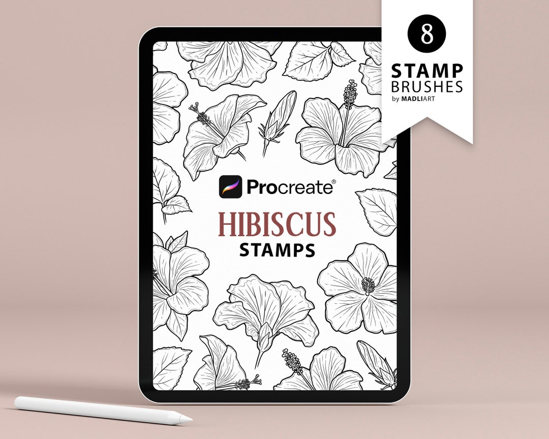 8 Procreate Hibiscus Flower Stamps. Tropical Floral Tattoo Design ...
