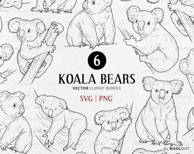 Premium Vector Clipart Kawaii Koala Outlines Cute Koalas Outlines ...