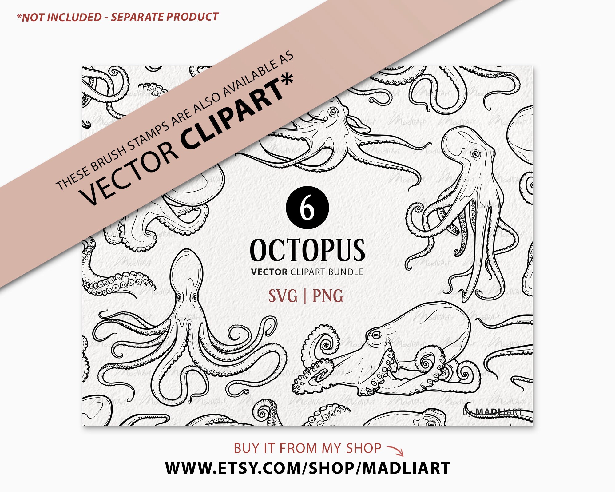 6 Procreate Octopus Stamps. Octopus Tattoo Design. Ocean - Etsy
