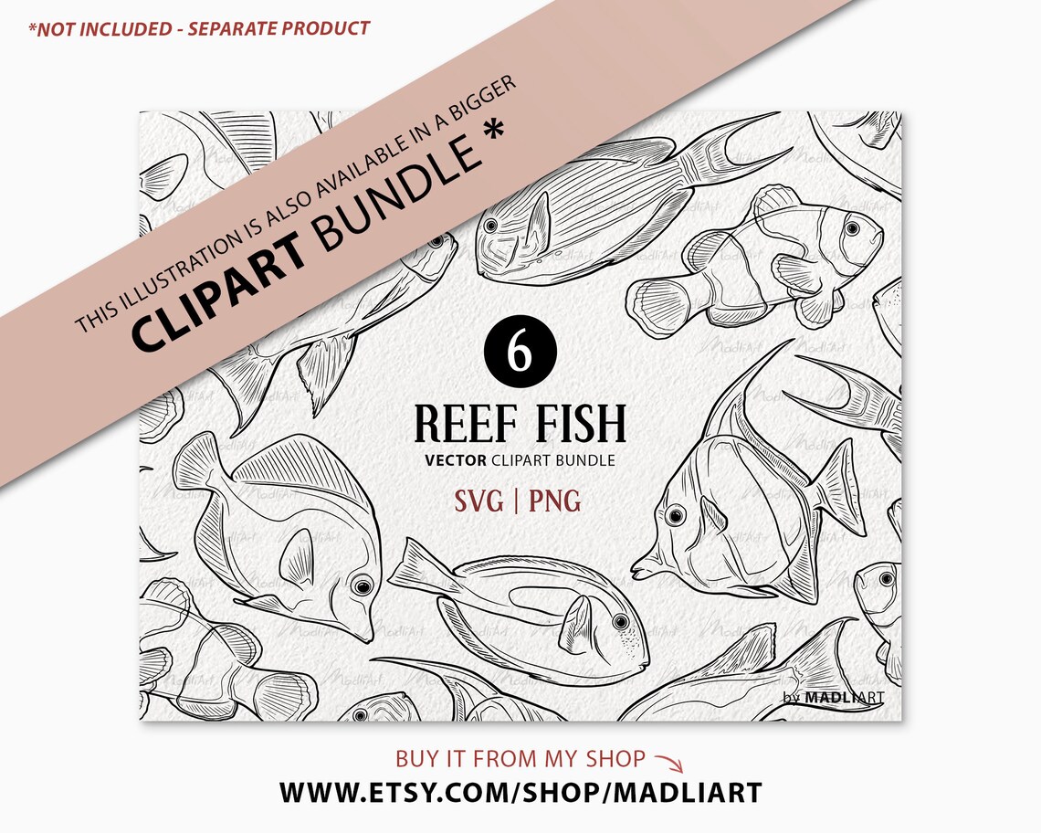 Yellow Tang Vector Clipart. Coral Reef Fish SVG Drawing. Ocean Fish ...